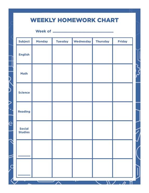 Office School Supplies Home Living Homework Chart Chart Reading 